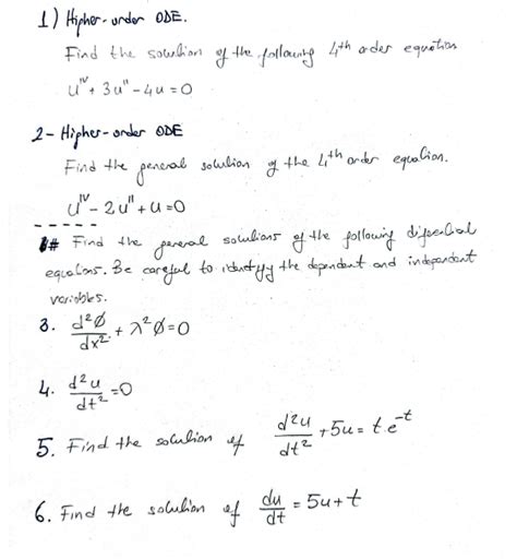 Solved 1higher Under Odefind The Sowtion Of The Following
