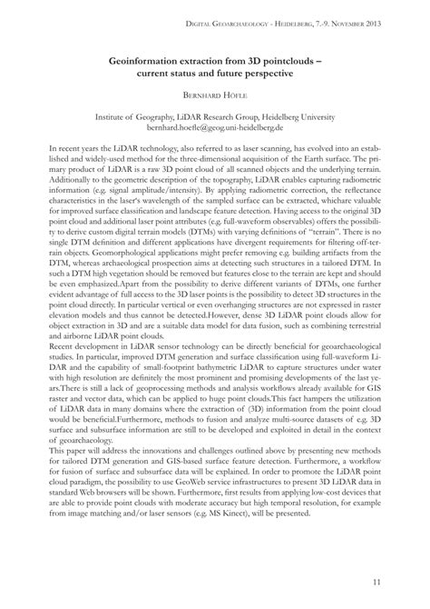 Pdf Geoinformation Extraction From 3d Pointclouds Current Status And Future Perspective