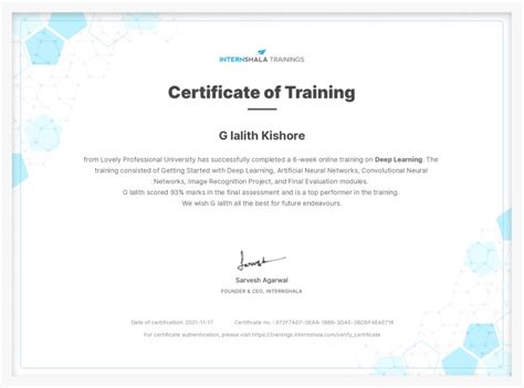 G Lalith Kishore On Linkedin Completed A Certification Training Course On Deep Learning By