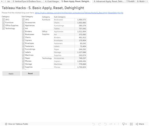 Tableau Hacks Basic Apply Reset And De Highlight InterWorks