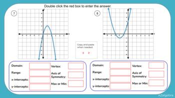 Key Features Of Graphs Of Quadratic Functions Google Slides And Power Point