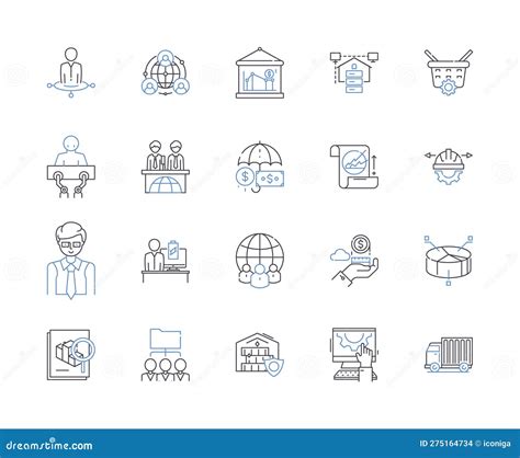 Factory Production Outline Icons Collection Manufacture Factory Production Fabricate