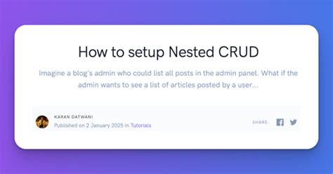 How To Setup Nested CRUD Backpack For Laravel