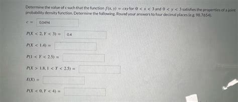 solved determine the value of c such that the function f x