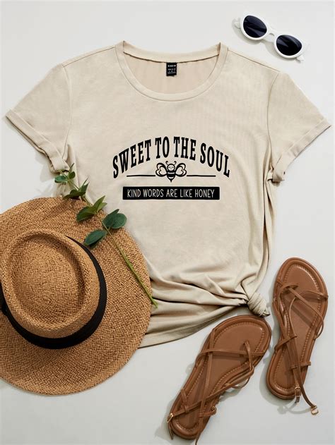 Shein Lune Letter Graphic Tee Shein Usa