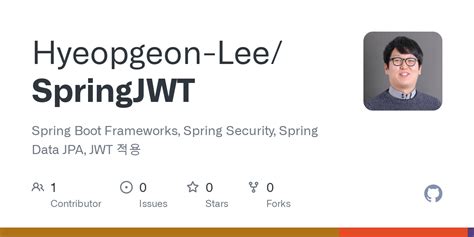 Github Hyeopgeon Lee Springjwt Spring Boot Frameworks Spring Security Spring Data Jpa Jwt 적용