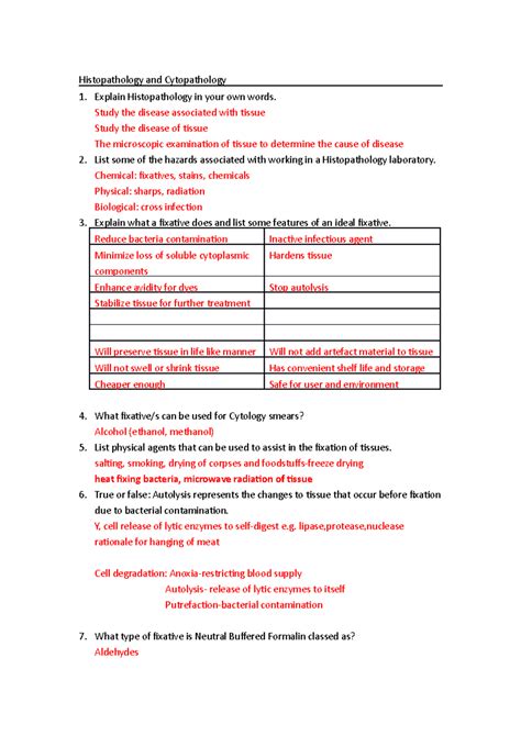 Foundations Of Biomedical Science Lecture Notes Week 8 Histopathology And Cytopathology