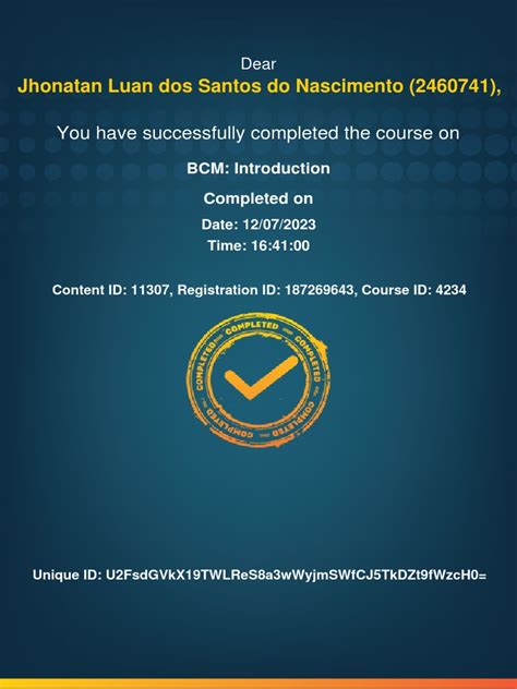 Bcm Introduction Completion Certificate Pdf