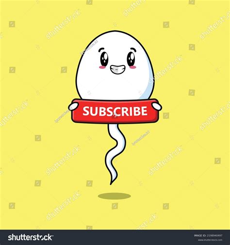 Cute Cartoon Sperm Character Holding Red Stock Vector Royalty Free