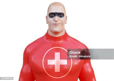 슈퍼 히어로 마스크와 빨간 의상을 입고 의사 바이러스 및 질병에 대한 보호 개념과 의학을위한 슈퍼 히어로 파워 3차원 형태에 대한 스톡 사진 및 기타 이미지 Istock
