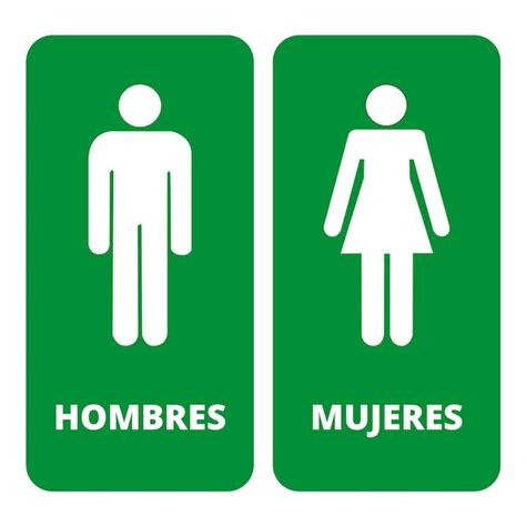 Señales De Baño De Hombres Y Mujeres Sobre Un Fondo Verde Mujeres Y