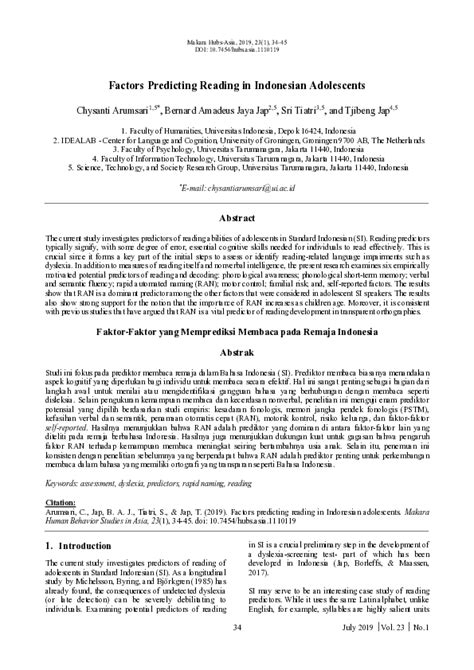 Pdf Factors Predicting Reading In Indonesian Adolescents
