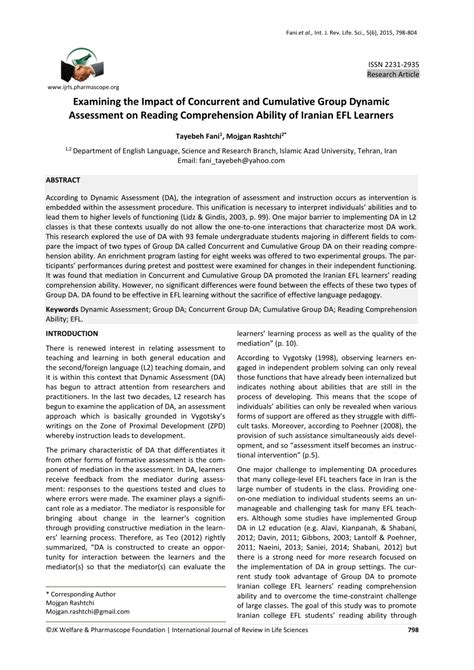 Pdf Examining The Impact Of Concurrent And Cumulative Group Dynamic Assessment On Reading