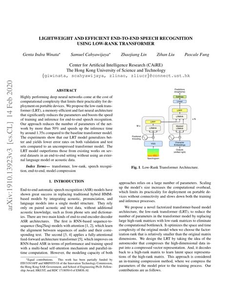 Pdf Lightweight And Efficient End To End Speech Recognition Using Low