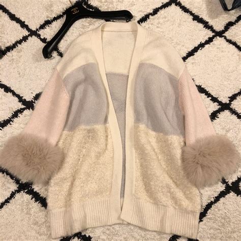 35％割引オレンジ系s代引き人気 【美品】grace Classグレースクラス モヘヤフォックスファーカーディガン カーディガンボレロ