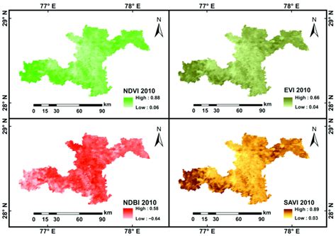 Maps Of Ndvi Ndbi Evi And Savi Of Terra Modis 2010 Download