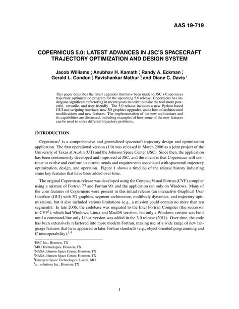 Pdf Copernicus 50 Latest Advances In Jscs Spacecraft Trajectory Optimization And Design System