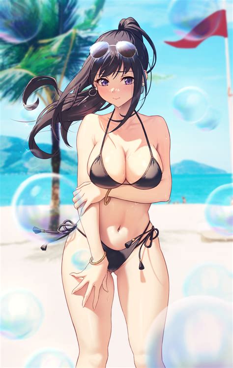 Big Boobs Brunette Cleavage Ponytail Solar Anime Anime Girls