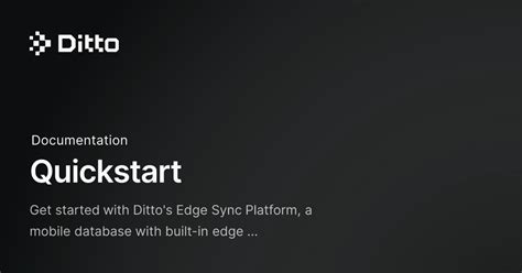 Quickstart Ditto