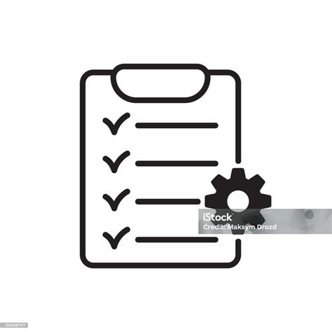 기어 분리 아이콘이 있는 클립보드 기술 지원 체크 리스트 아이콘입니다 관리 플랫 아이콘 개념입니다 소프트웨어 개발 기어 기계 부분에 대한 스톡 벡터 아트 및 기타 이미지