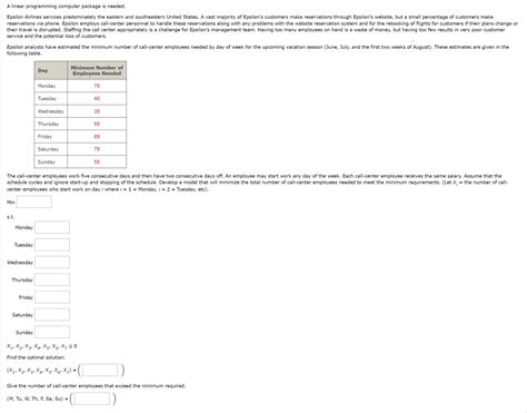 Solved A Linear Programming Computer Package Is