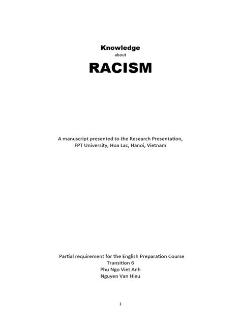 Manuscript Of Racism Pdf Racism Discrimination And Race Relations
