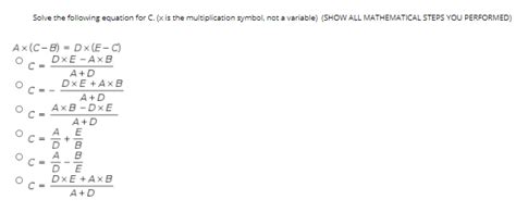 Solved Solve The Following Equation For C X Is The Chegg Com