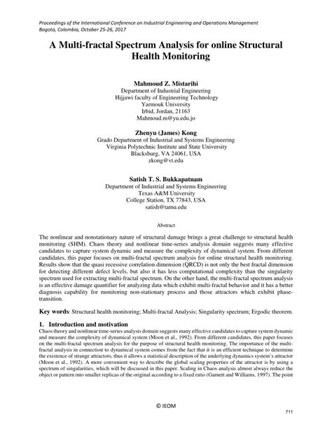 Pdf A Multi Fractal Spectrum Analysis For Online Structural Health