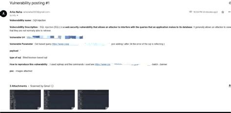 Arko Naha On Linkedin Sql Bugbounty Sqlinjection Vulnerability