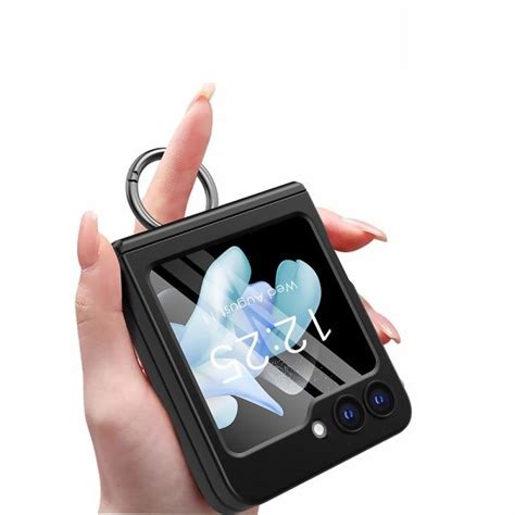 Uniqble 갤럭시z플립5 힌지보호 풀커버 핸드 스트랩 링 케이스 핫트랙스