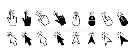 mouse click cursor icon set index finger hand cursor pointer symbol icons vector set stock