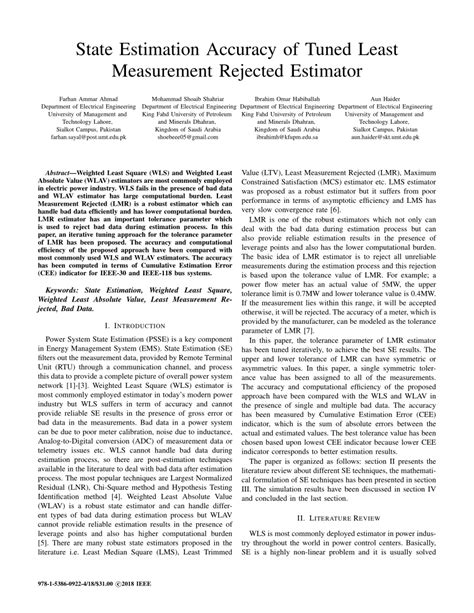 Pdf State Estimation Accuracy Of Tuned Least Measurement Rejected Estimator