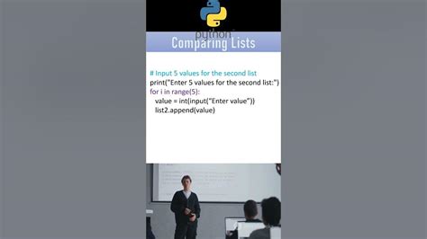 comparing two lists in python pythonprogramming listprogramming progamming youtube