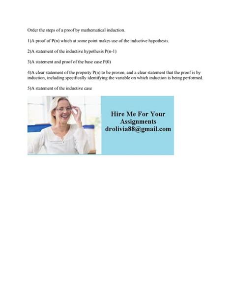 Order The Steps Of A Proof By Mathematical Induction 1 A Proof Of P N 1 Pdf