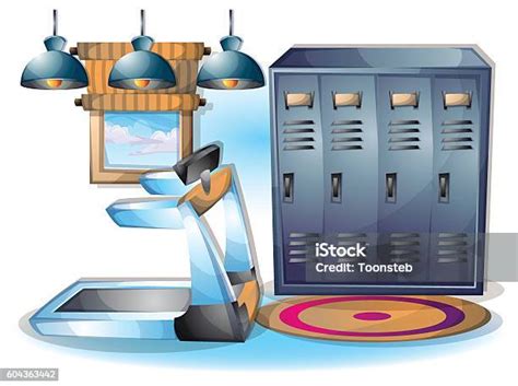 별도의 레이어가 있는 만화 벡터 일러스트 인테리어 피트니스룸 가정의 방에 대한 스톡 벡터 아트 및 기타 이미지 가정의 방 강사 개념 Istock