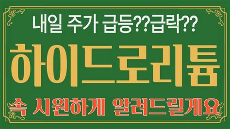 주식 하이드로리튬 내일 주가 급등급락속 시원하게 알려드릴게요 Youtube