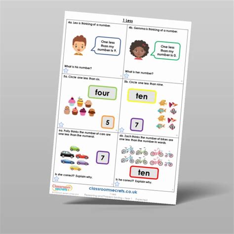 Year 1 1 Less Reasoning And Problem Solving Resource Classroom Secrets