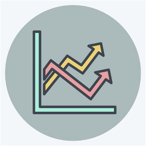 Multiple Line Graph Icon In Trendy Color Mate Style Isolated On Soft