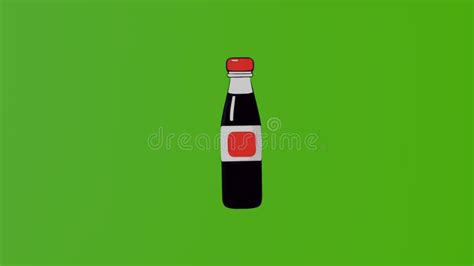 2d Animation Of A Bottle Template With Black Liquid Isolated On A Green