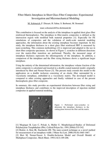 Pdf Fiber Matrix Interphase In Short Glass Fiber Composites Experimental Investigation And