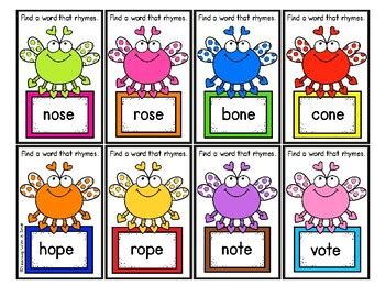 Love Bug CVCe RHYMING WORDS Matching Game 56 Word Cards TPT