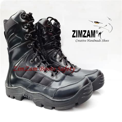 Jual Sepatu Safety Pdh Pdl Kulit Lak Sk Sepatu Pdl Sp Boots Safety Black Tni Ad Premium Asli