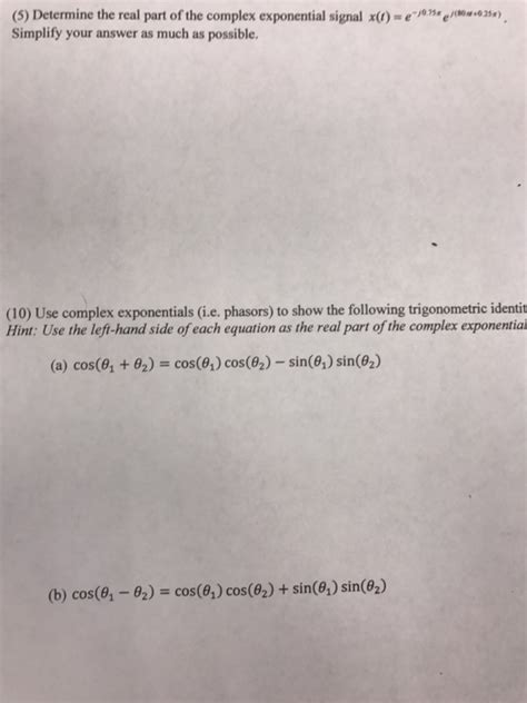Solved Determine The Real Part Of The Complex Exponential