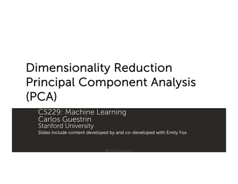 Dimensionality Reduction Principal Component Analysis Pca Pdf