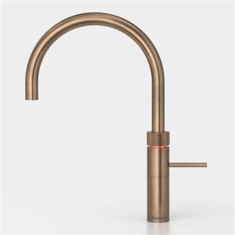 Quooker Fusion Round Keukenkraan Koud En Kokend Water Met Pro3 Reservoir Messing Patina