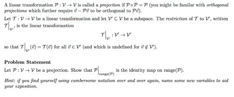 Solved A Linear Transformation P V V Is Called A Chegg
