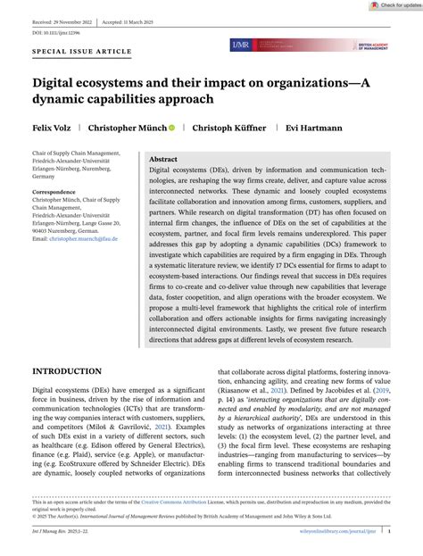Pdf Digital Ecosystems And Their Impact On Organizations—a Dynamic Capabilities Approach