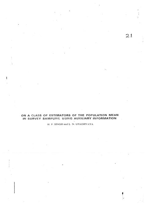 Pdf On A Class Of Estimators Of The Population Mean In Survey