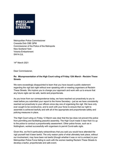 Sarah Everard Vigils Cressida Dick Says She Will Not Resign As It