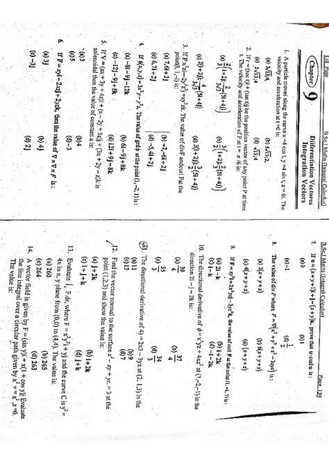 Differential Vector Integration Vector Bsc Studocu